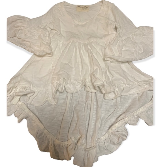 Mia Joy | Shirts & Tops | Mia Joy Ruffled High Low Top Cream 6 | Poshmark